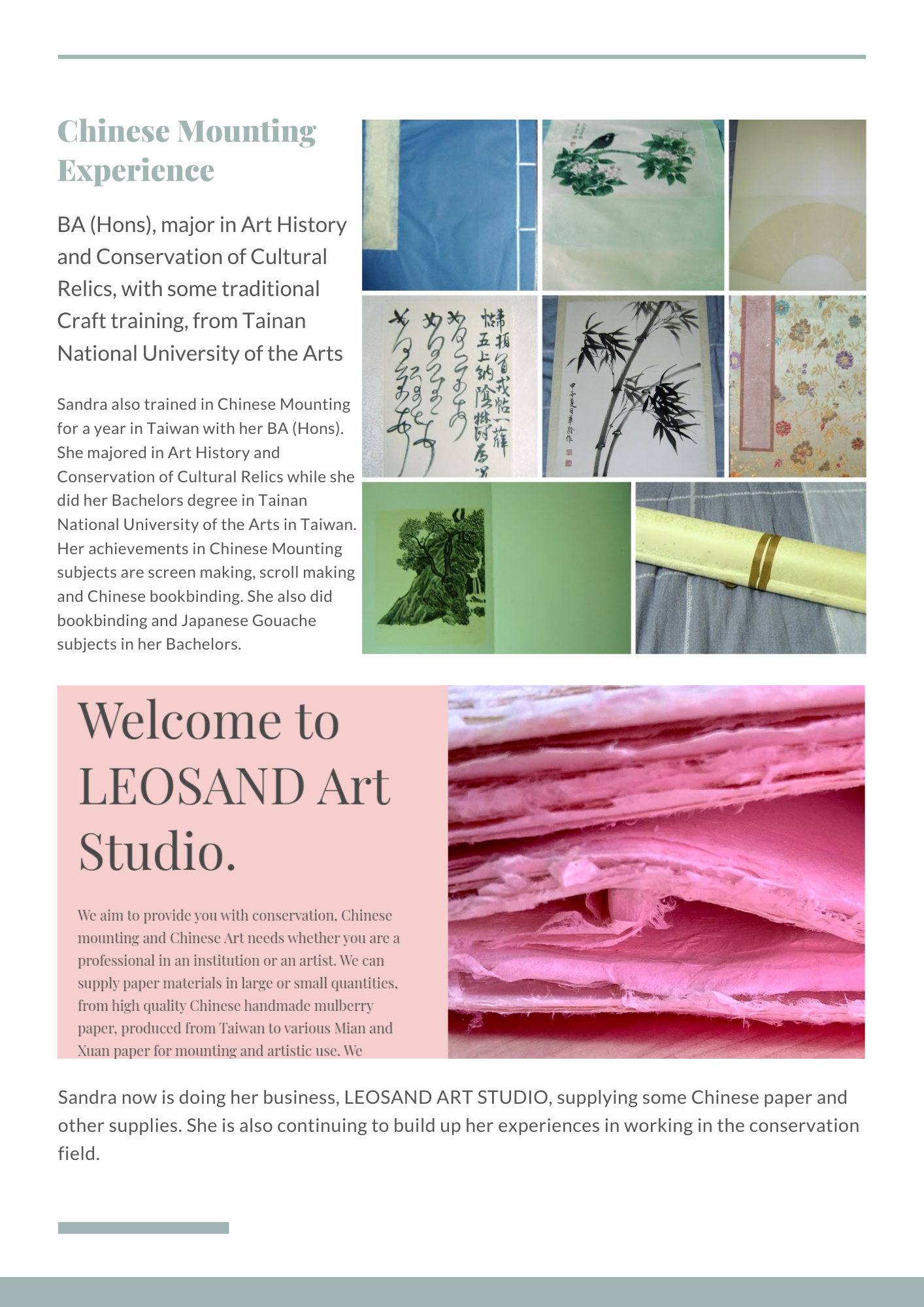 About – Sandra Song Art Conservation and Asian Art Supplies